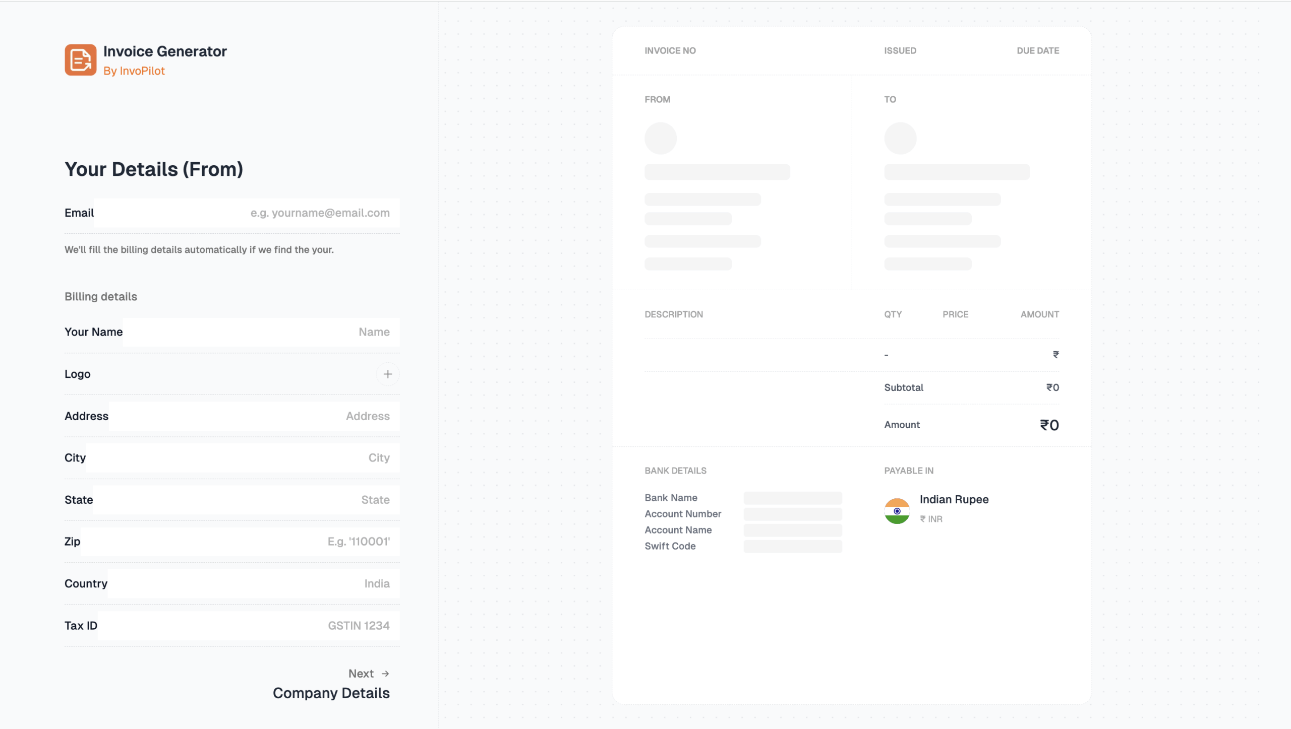 InvoPilot - Fastest Free Invoice Generator for Modern Businesses